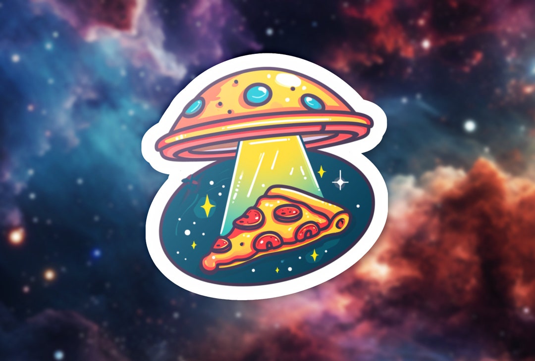Pizza UFO Sticker, Alien Pizza Decal, Extraterrestrial Foodie Gift ...