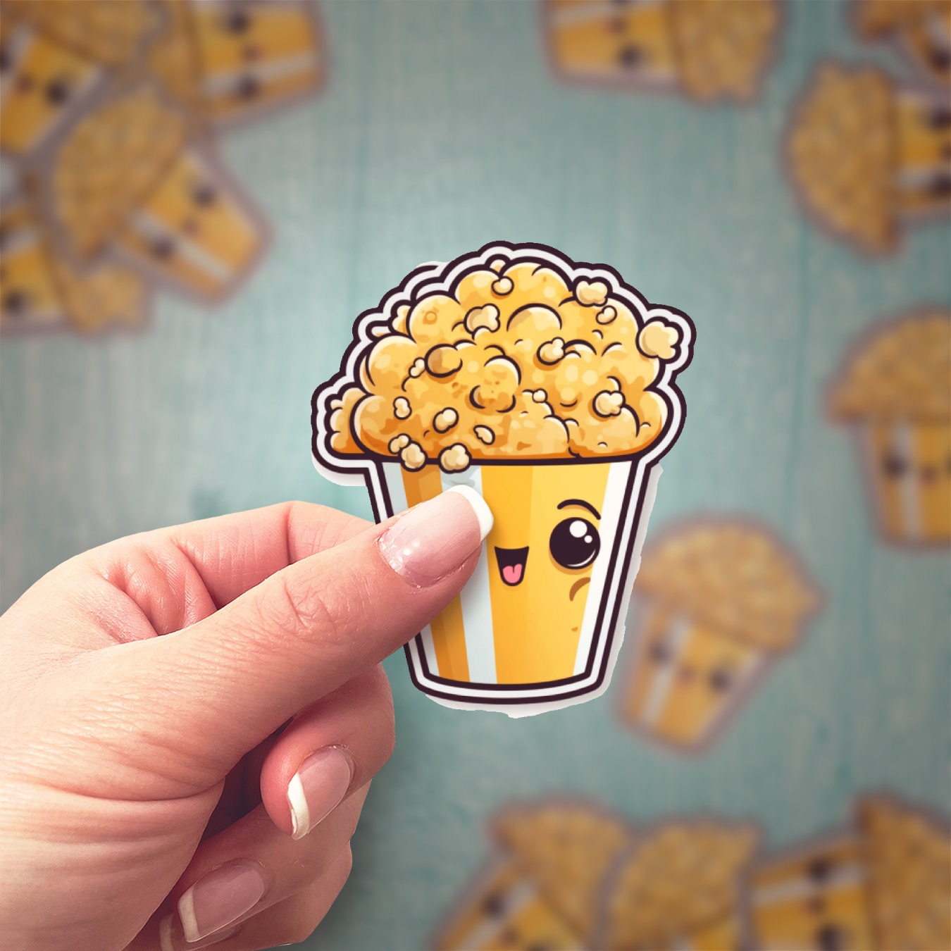 Cute Cartoon Popcorn Sticker, Kawaii Food Sticker, Popcorn Lover Gift ...