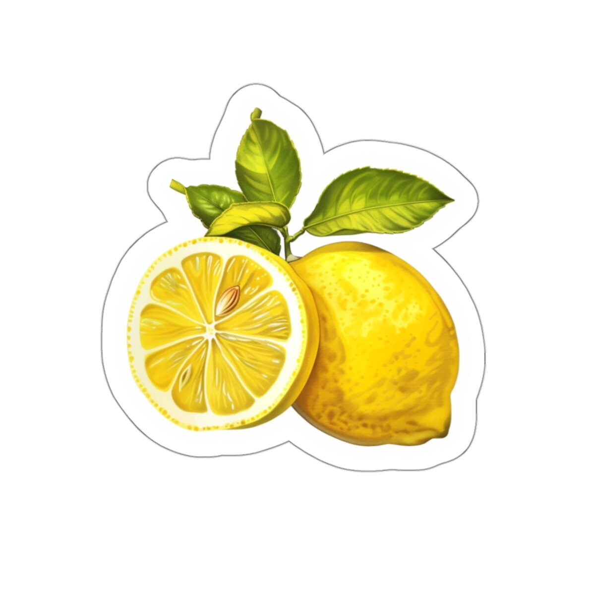 Yellow Lemon Sticker, Fruity Vinyl Decal, Citrus Journal Sticker, Cute ...