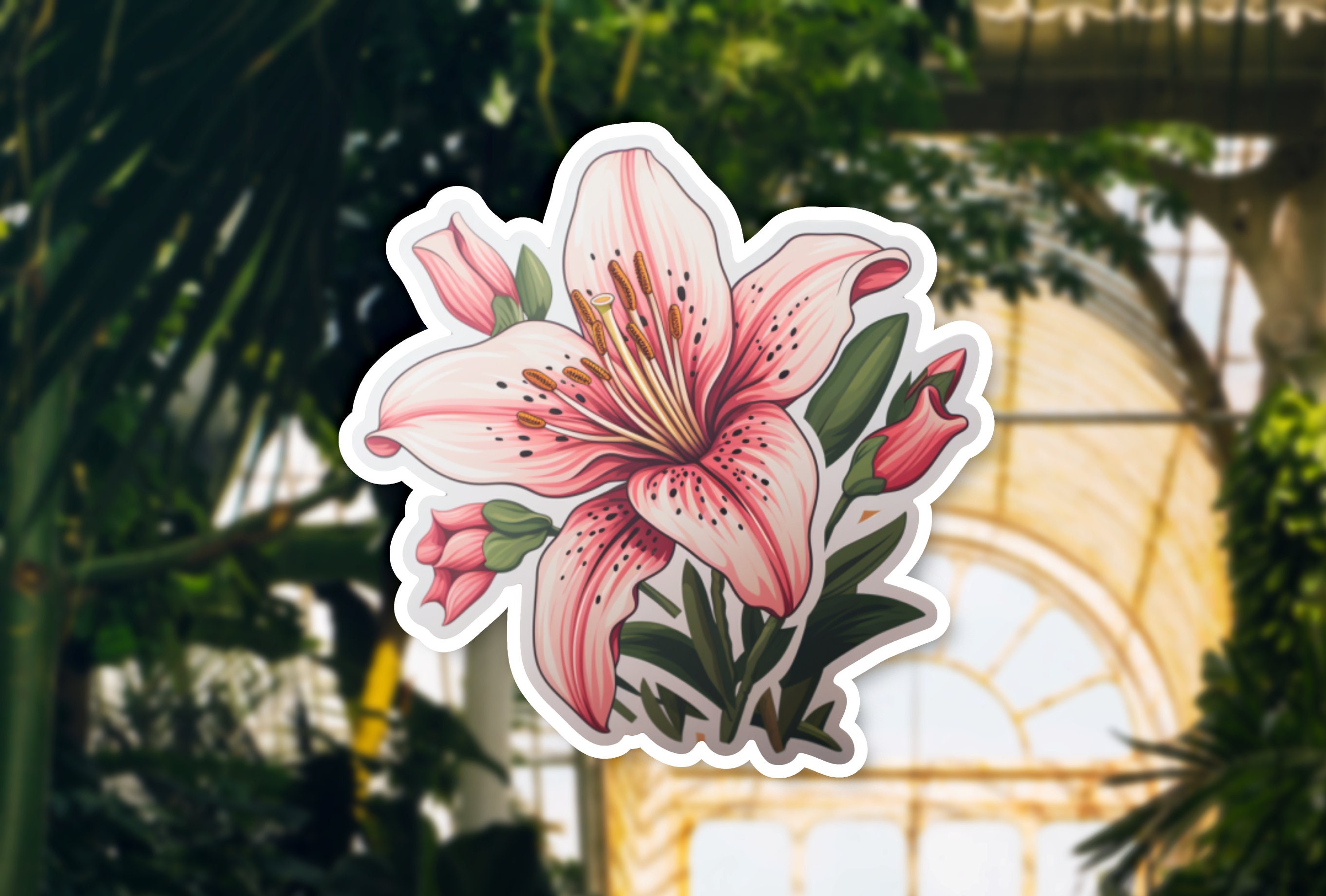 Stargazer Lily Vinyl Sticker, Floral Sticker, Water-resistant Decal ...