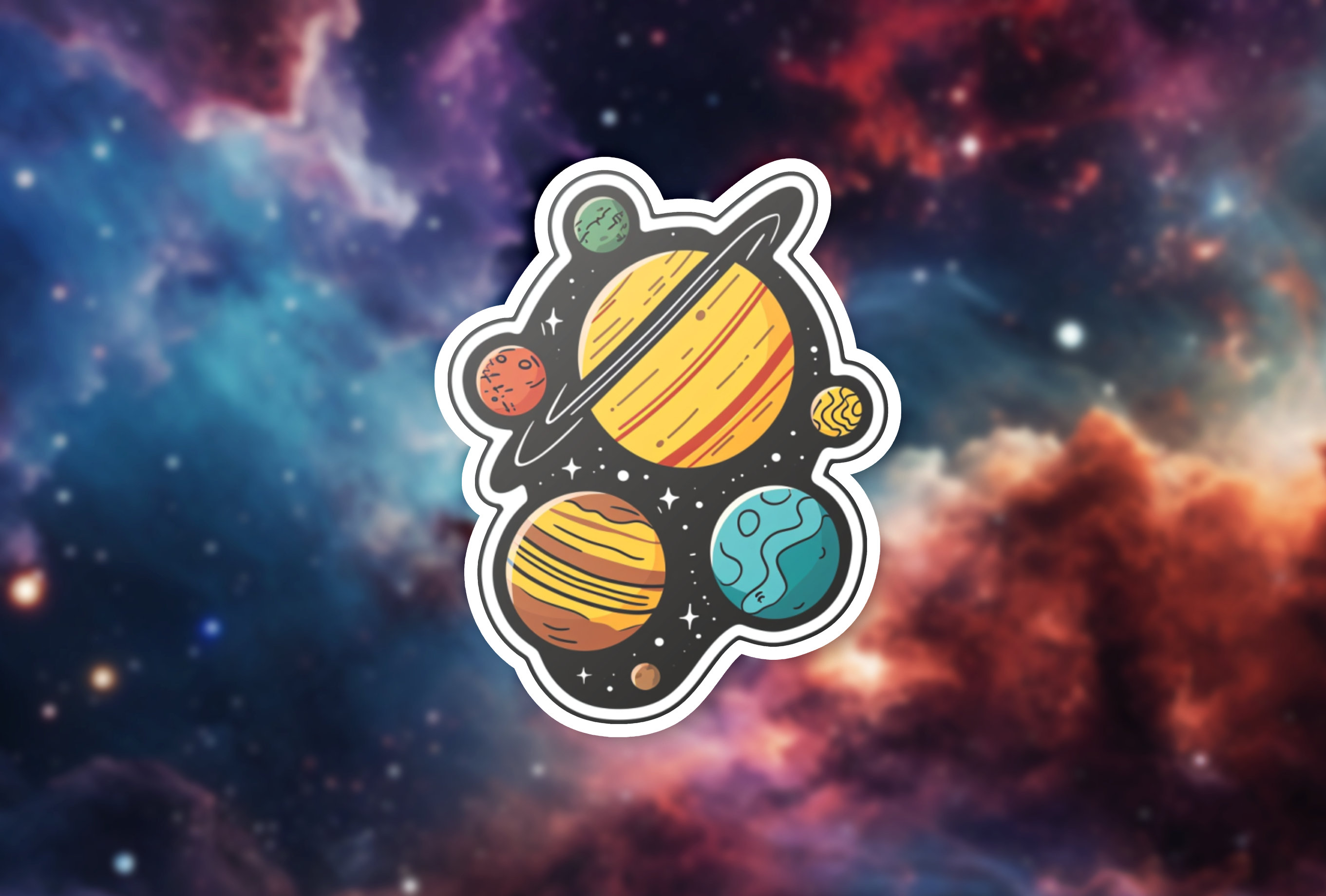 Planet Vinyl Sticker, Space Laptop Decal, Cosmic Car Sticker, Universe ...