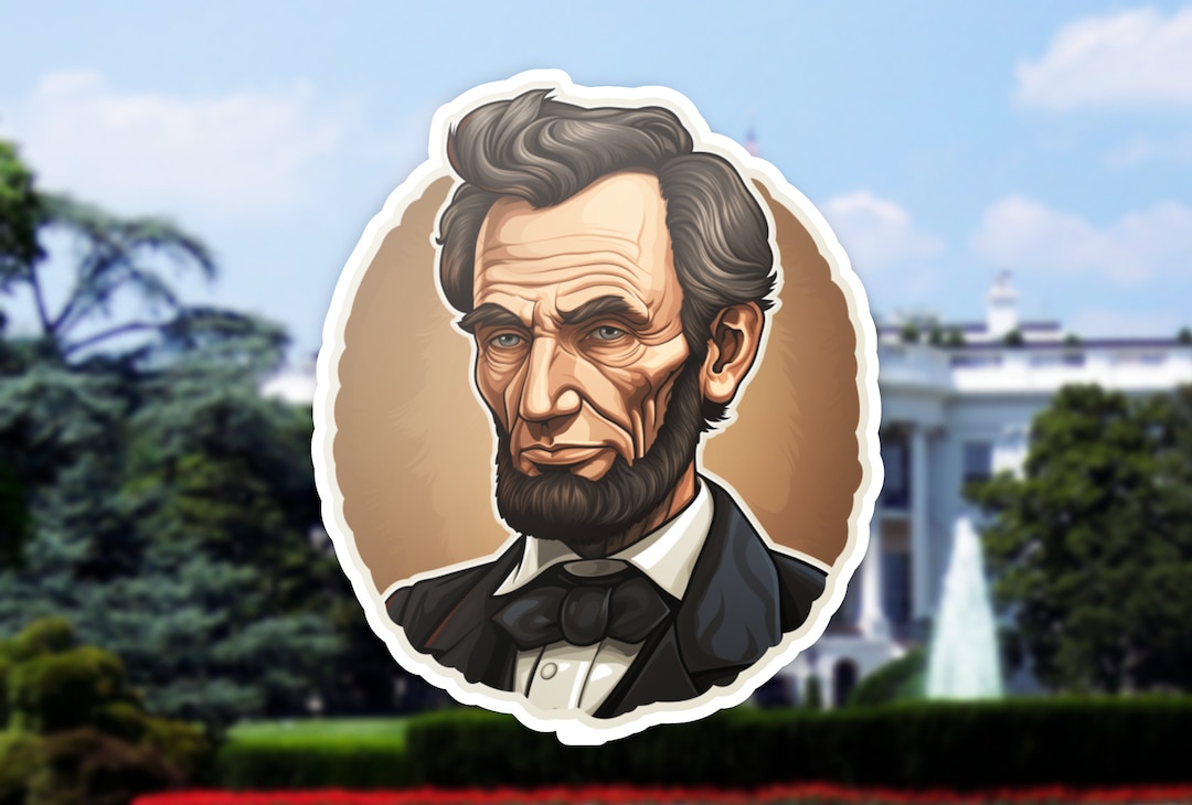 Historical President Abraham Lincoln Sticker, Vinyl Laptop Decal ...