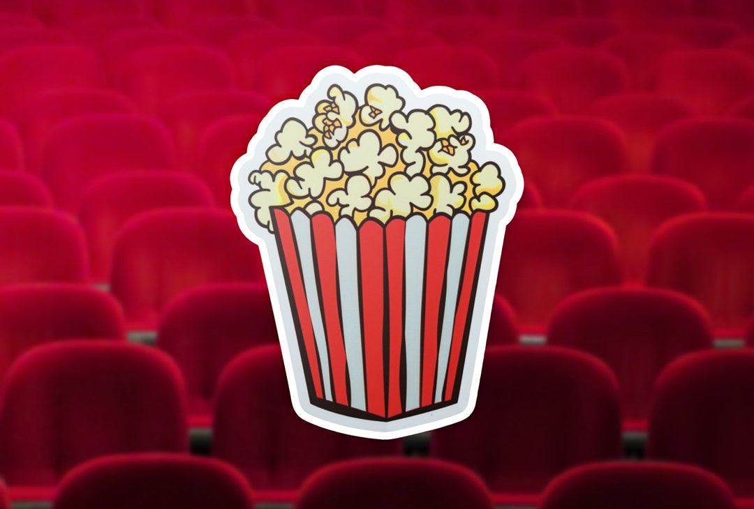 Popcorn Box Vinyl Decal, Theater Snack Sticker, Movie Room Wall Decor ...