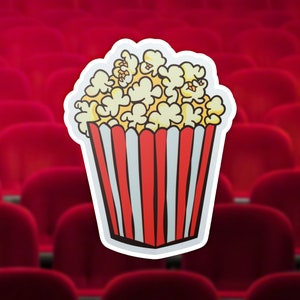 Popcorn Box Vinyl Decal, Theater Snack Sticker, Movie Room Wall Decor ...