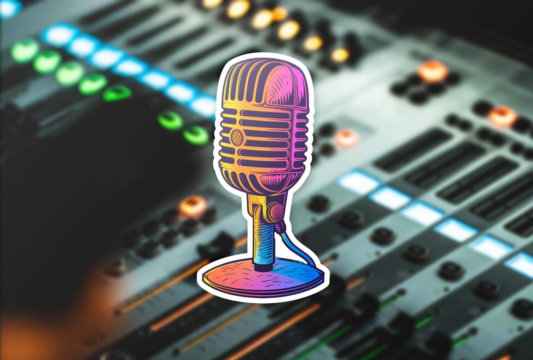 Podcast Microphone Decal Sticker, Vinyl Adhesive for Mic, Podcast ...