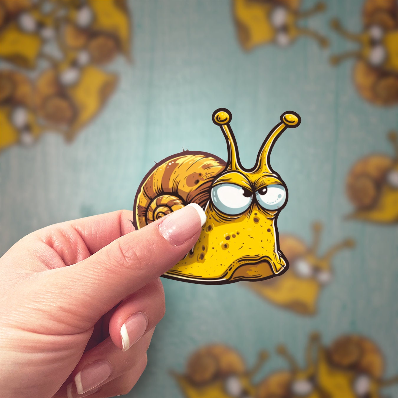 Funny Snail Vinyl Sticker, Grumpy Snail Decal, Durable Sticker, Laptop ...