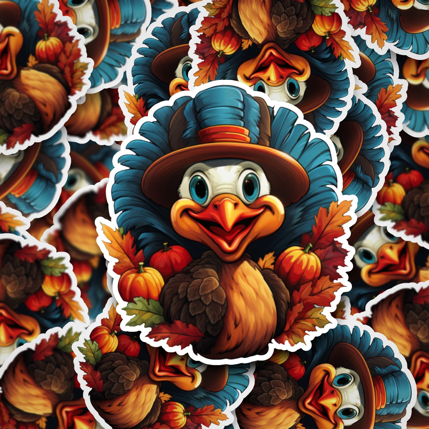 Funny Cartoon Turkey Vinyl Sticker Thanksgiving Laptop - Etsy
