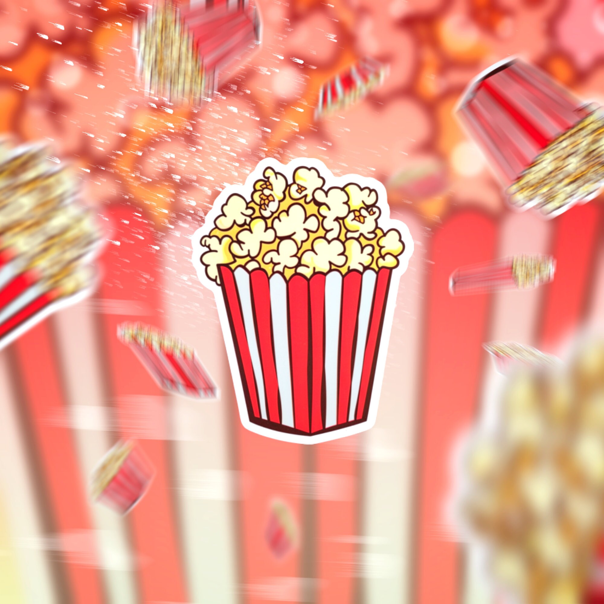 Popcorn Box Vinyl Decal, Theater Snack Sticker, Movie Room Wall Decor ...