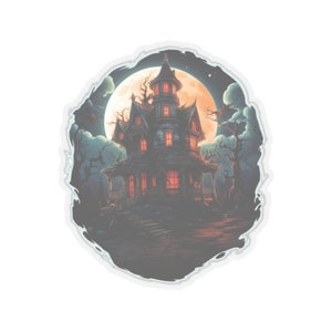 Haunted House Vinyl Sticker, Halloween Decal, Spooky Decor, Ghostly ...