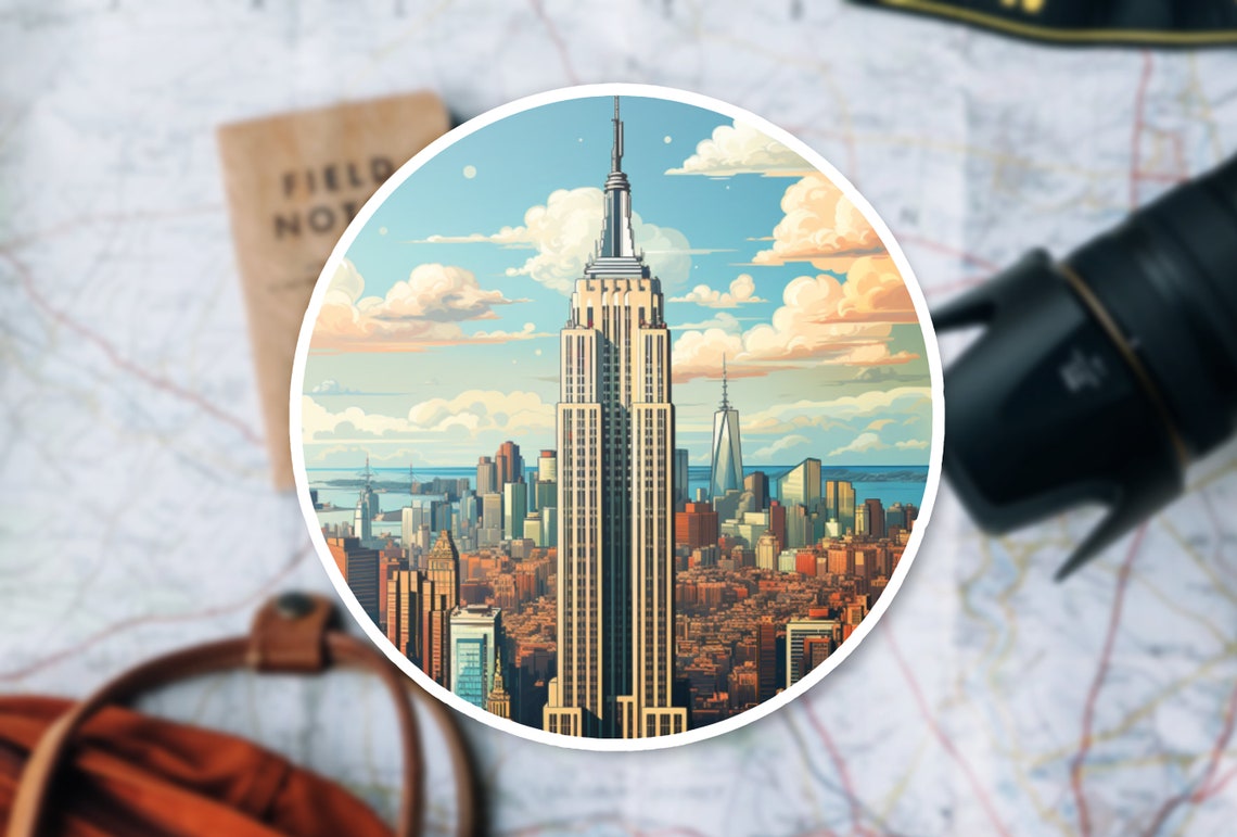 Empire State Building Decal, NYC Skyline Sticker, Laptop Decor, Travel ...