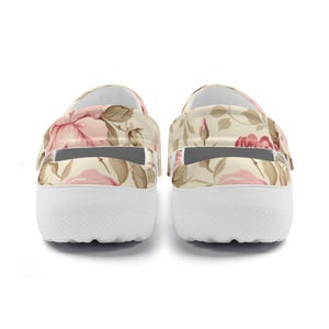 Pink Roses Nursing Shoes CNA Floral Clogs Medical Assistant Healthcare ...
