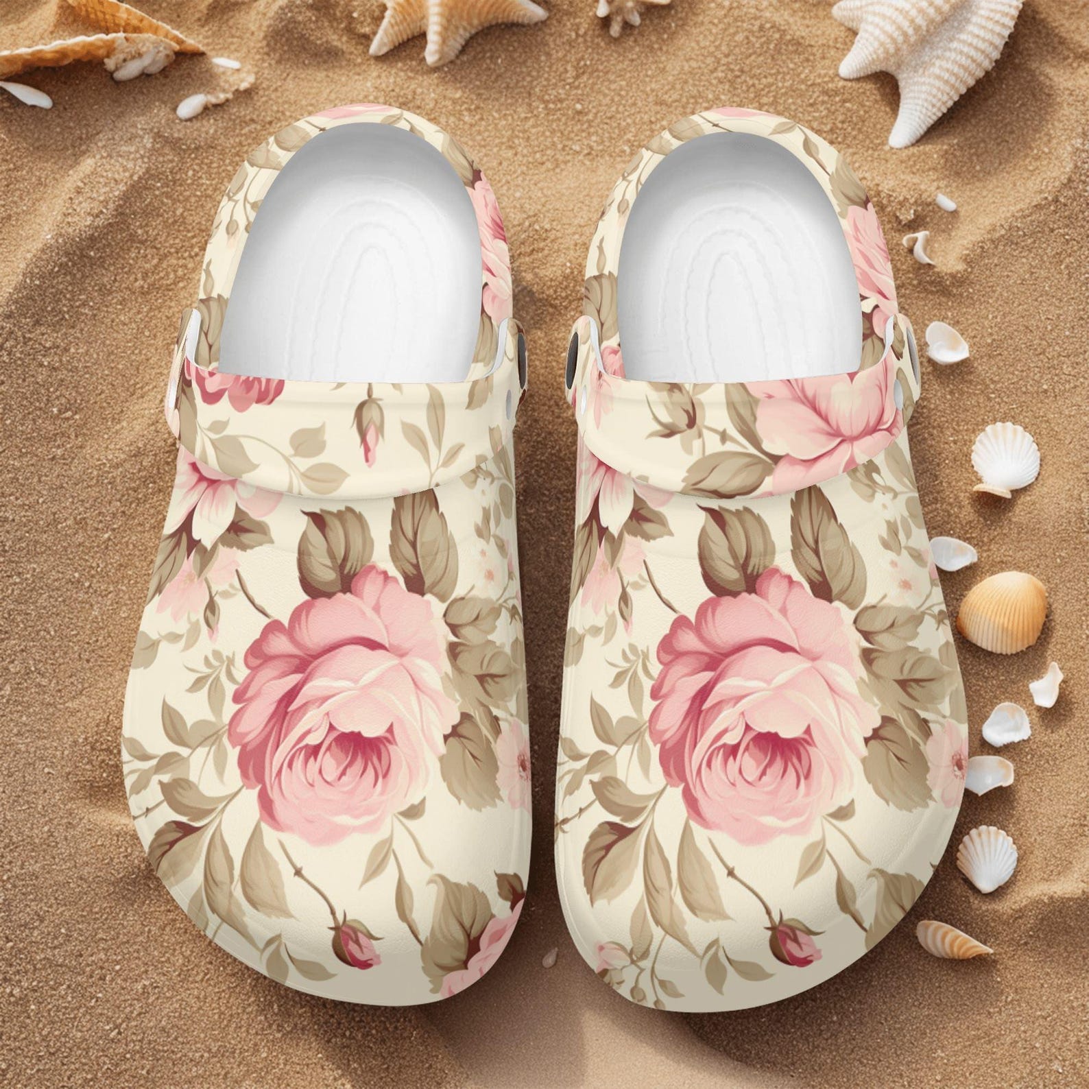 Pink Roses Nursing Shoes CNA Floral Clogs Medical Assistant Healthcare ...