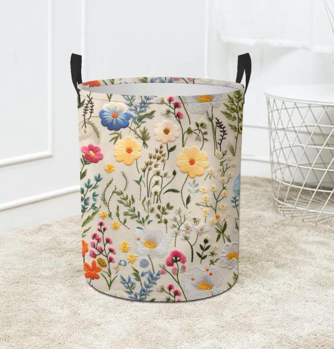 Floral Laundry Basket: Boho Hamper, Large Organizer Bin - Etsy
