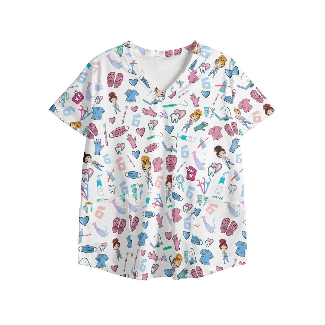 Women's Dentist Scrub Top: V-neck Dental Clinic Workwear - Etsy