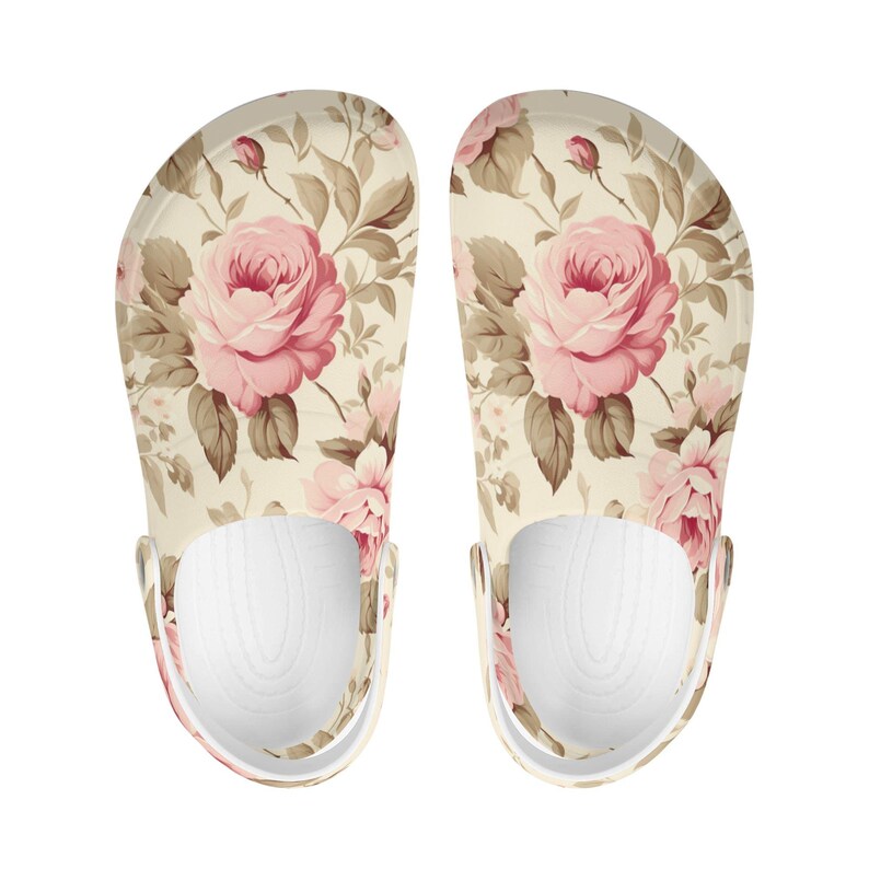 Pink Roses Nursing Shoes CNA Floral Clogs Medical Assistant Healthcare ...