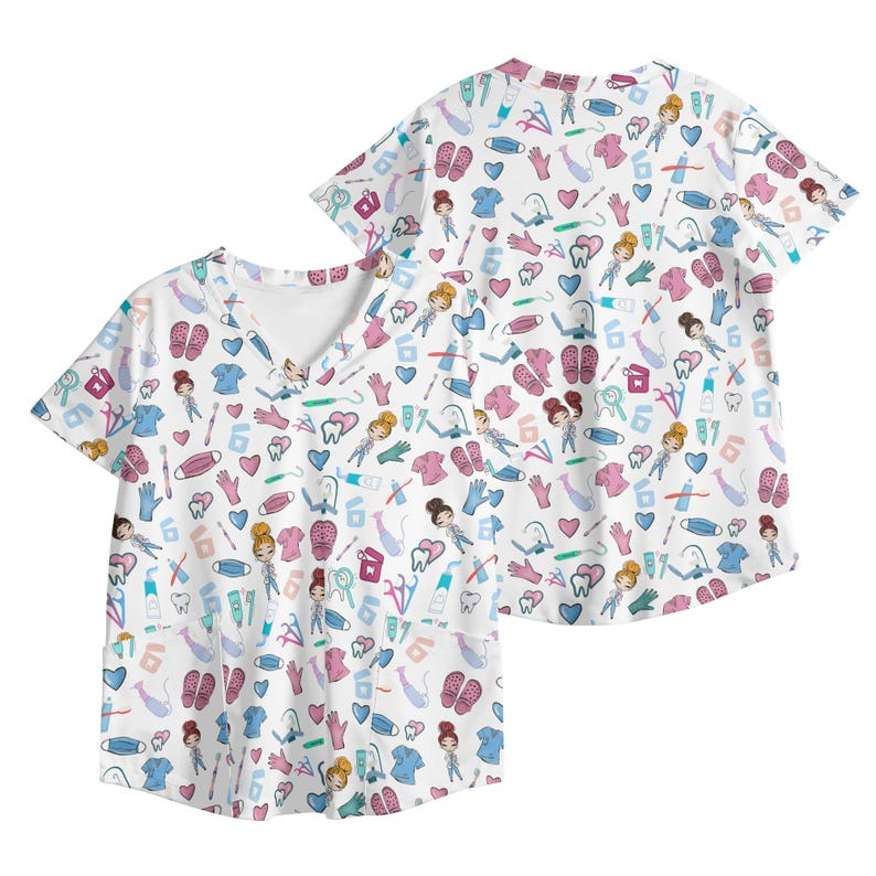 Women's Dentist Scrub Top: V-neck Dental Clinic Workwear - Etsy