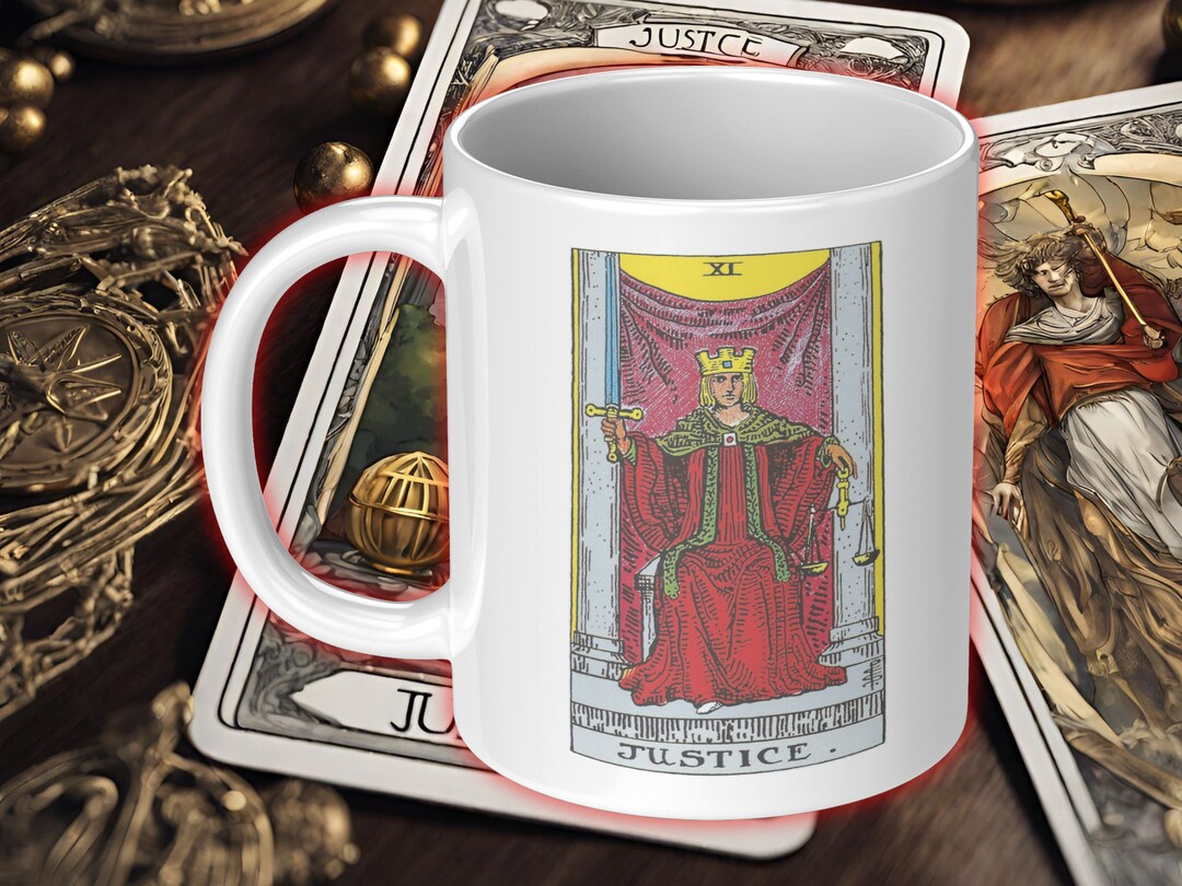 Justice Tarot Card Mugs, Tarot Card Mug, Tarot Mug, Witchy Mug ...
