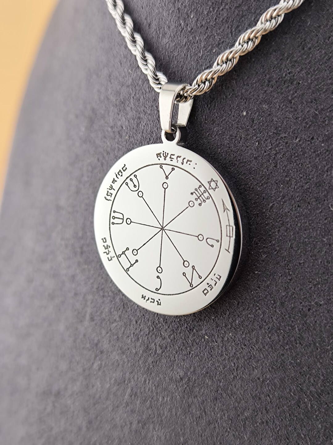 Archangel Raphael Seal Pendant – Engraved Stainless Steel Amulet - Etsy