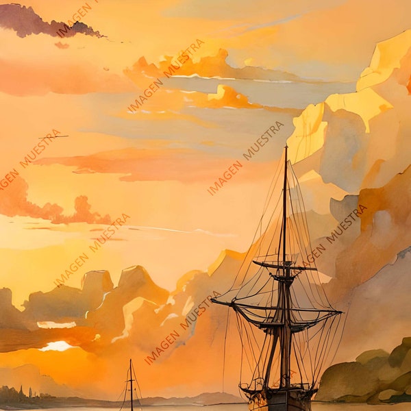 Boat at Sunset - Etsy