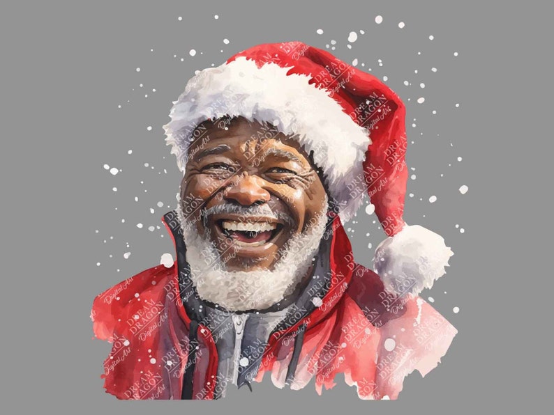 Laughing Black Santa, Illustration SVG File, Black Christmas Clipart ...