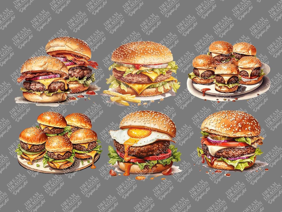Beef Burgers Clipart, Fast Food Clipart, Junk Food Clipart, Food ...
