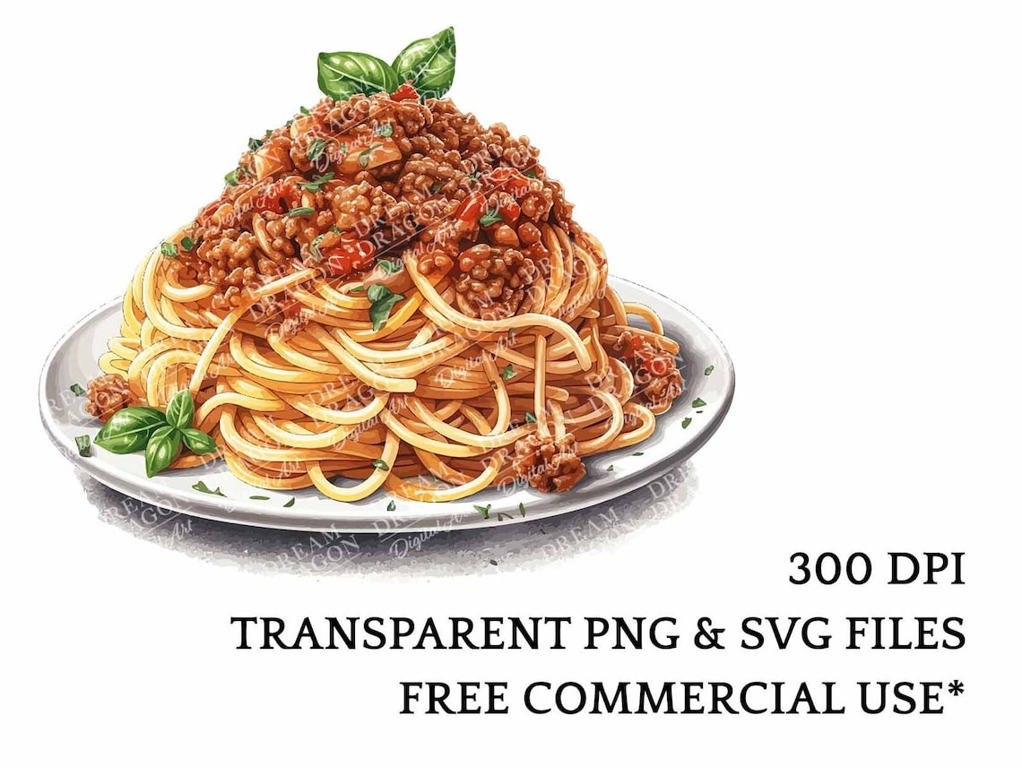 Spaghetti Bolognese Clipart, SVG Clipart, Food Illustration Clipart ...
