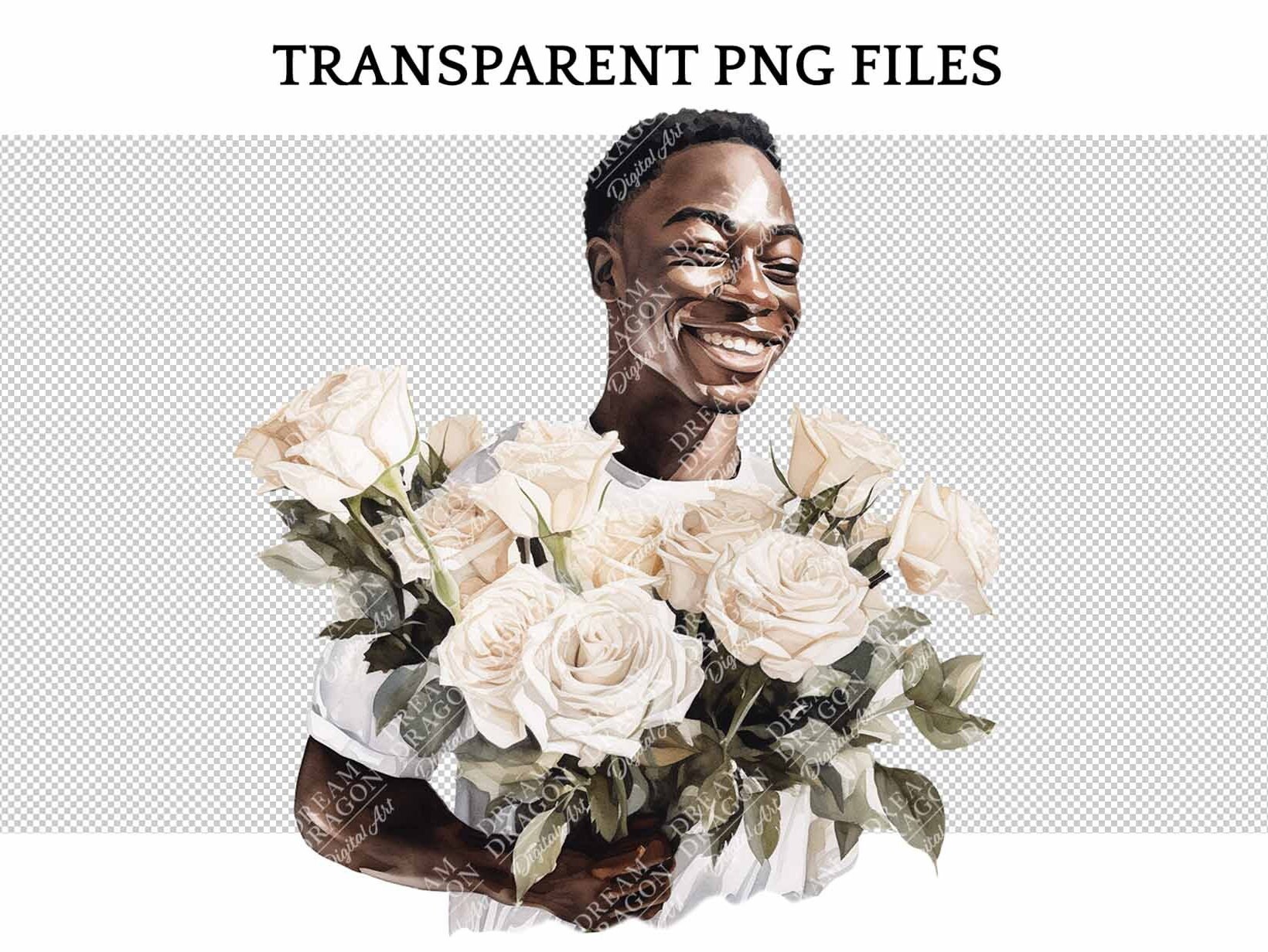 Flower Power Men, Black Men Clipart, Card Making, Digital Sticker ...