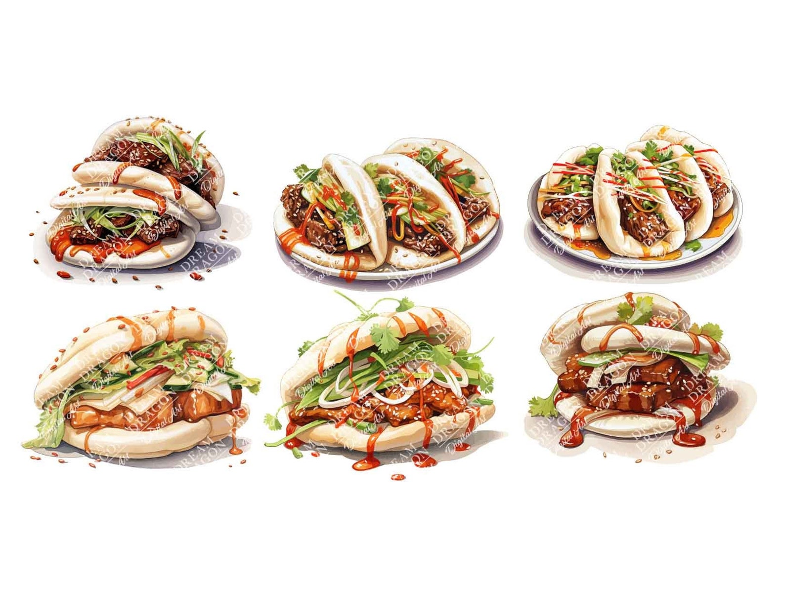 Bao Clipart Asian Food Clipart SVG Asian Food Takeaway Food - Etsy