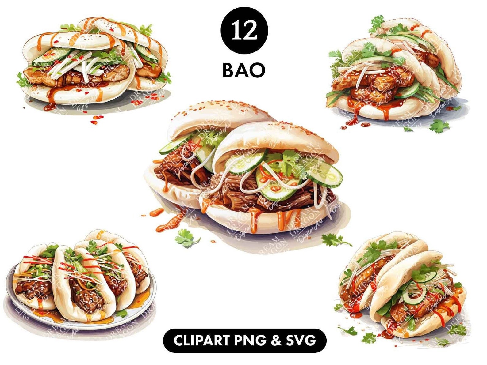 Bao Clipart, Asian Food Clipart SVG, Asian Food Takeaway, Food ...