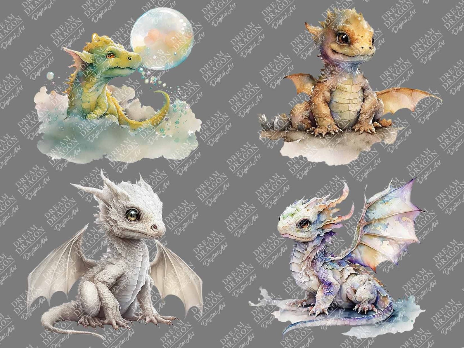 Dragons Watercolor Clipart Bundle Fantasy Clip Art Fantasy - Etsy