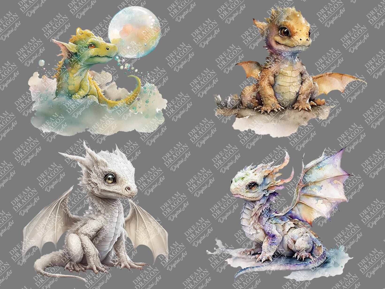 Dragons Watercolor Clipart Bundle Fantasy Clip Art Fantasy - Etsy