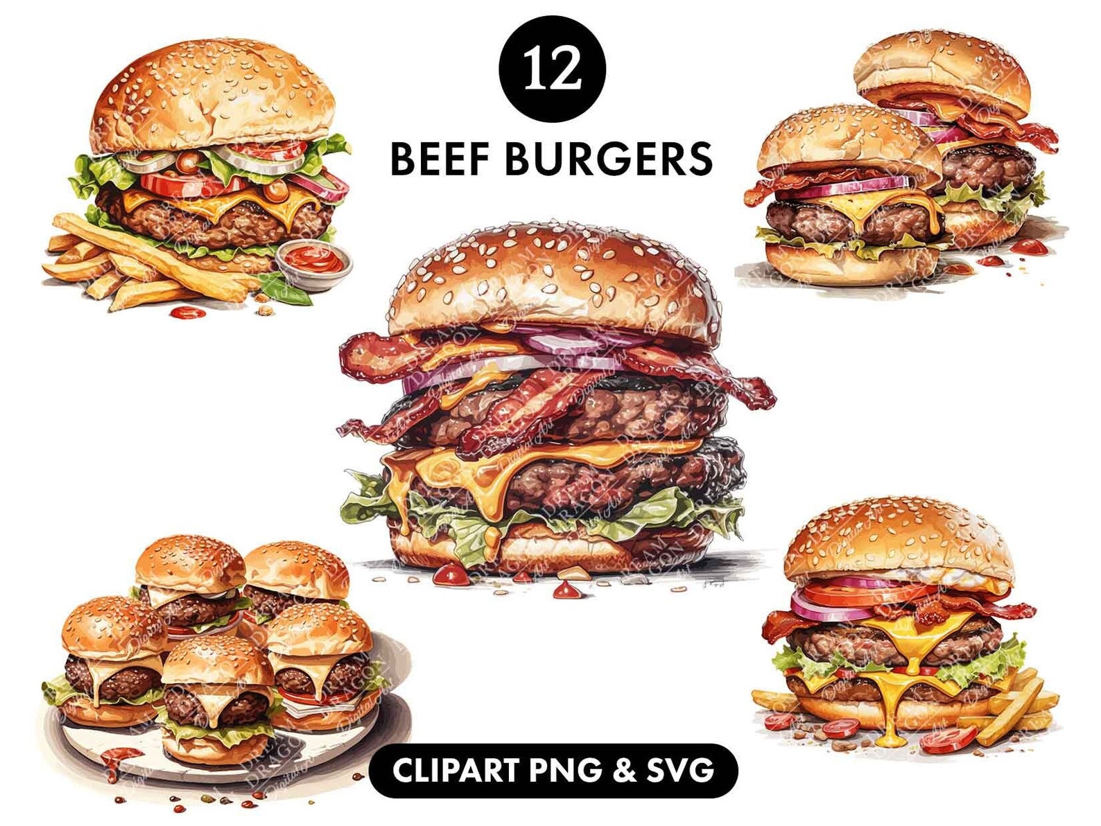 Beef Burgers Clipart, Fast Food Clipart, Junk Food Clipart, Food ...