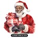 Black Santa Claus Holding Christmas Present, Festive Clipart, Black ...