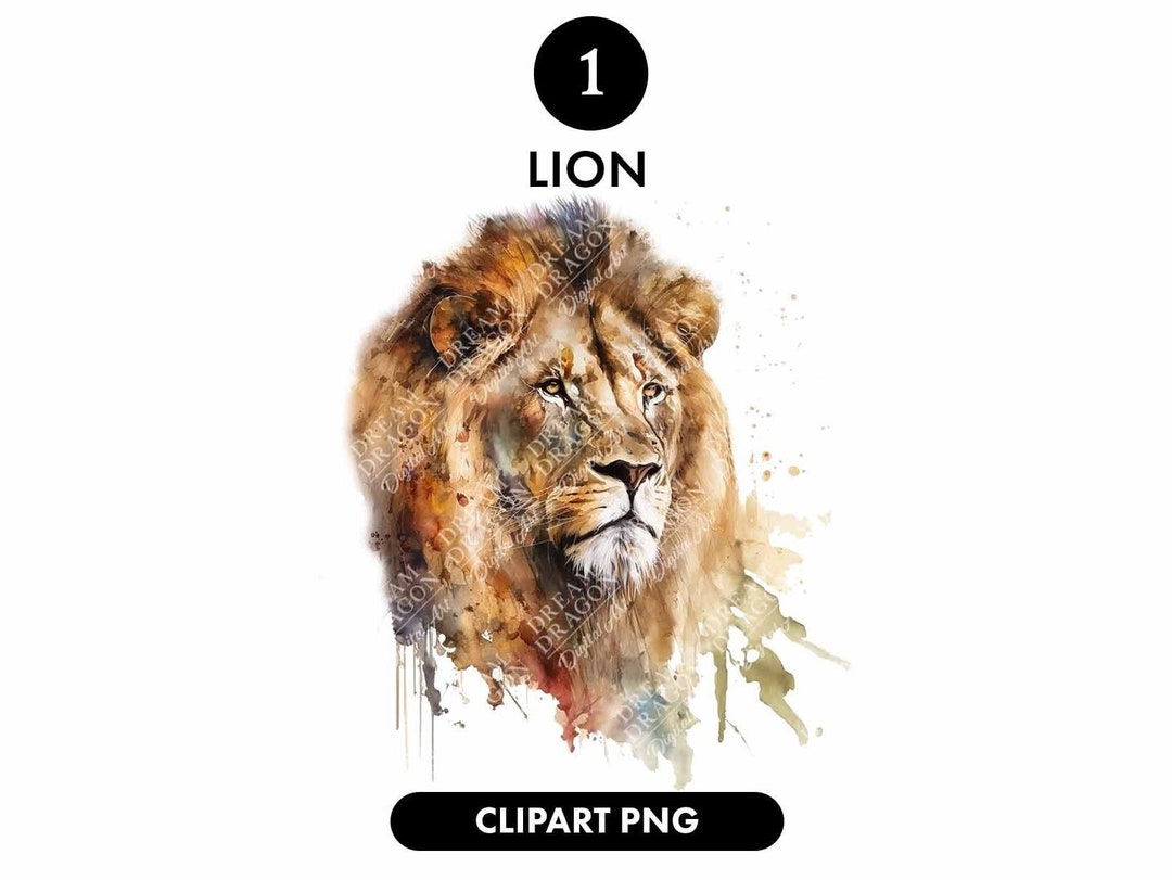 Lion Watercolor Clipart Png, Animal Clip Art Png, Digital Download ...