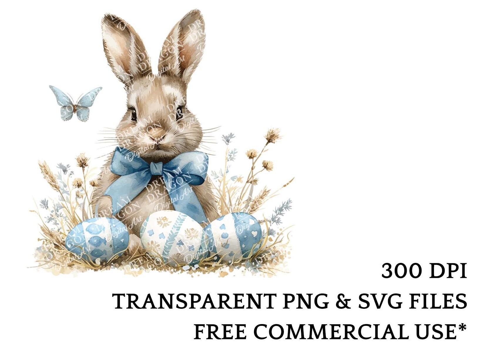 Easter Bunnies in Blue Clipart, Baby Shower Clipart, Easter Clipart ...