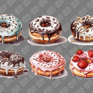 Donut Clipart Bundle, Dessert Clipart SVG, Food Illustration Clipart ...