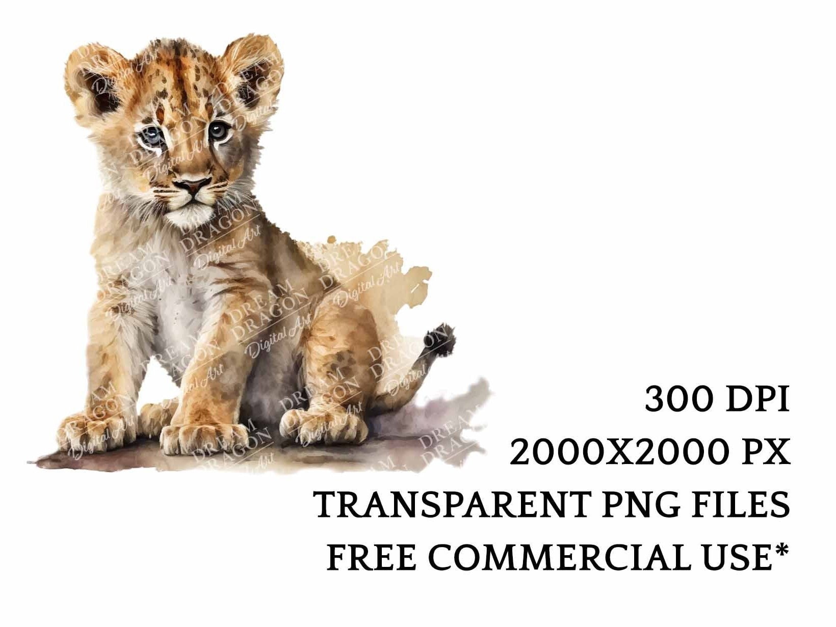 Cute Lion Cubs Watercolor Clipart Bundle, Png Files, Jungle Nursery ...