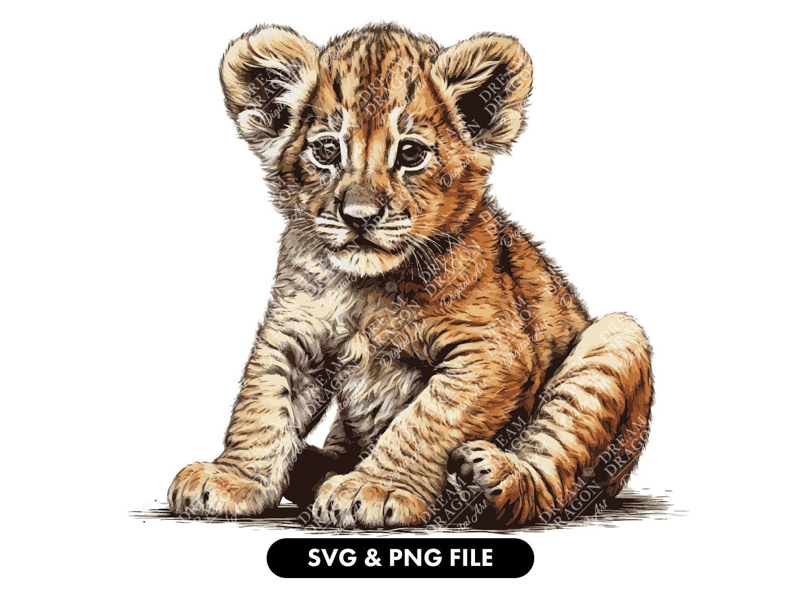 Adorable Lion Cub SVG File and Png File, Jungle Nursery, Digital ...