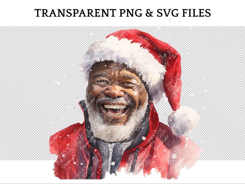 Laughing Black Santa, Illustration SVG File, Black Christmas Clipart ...