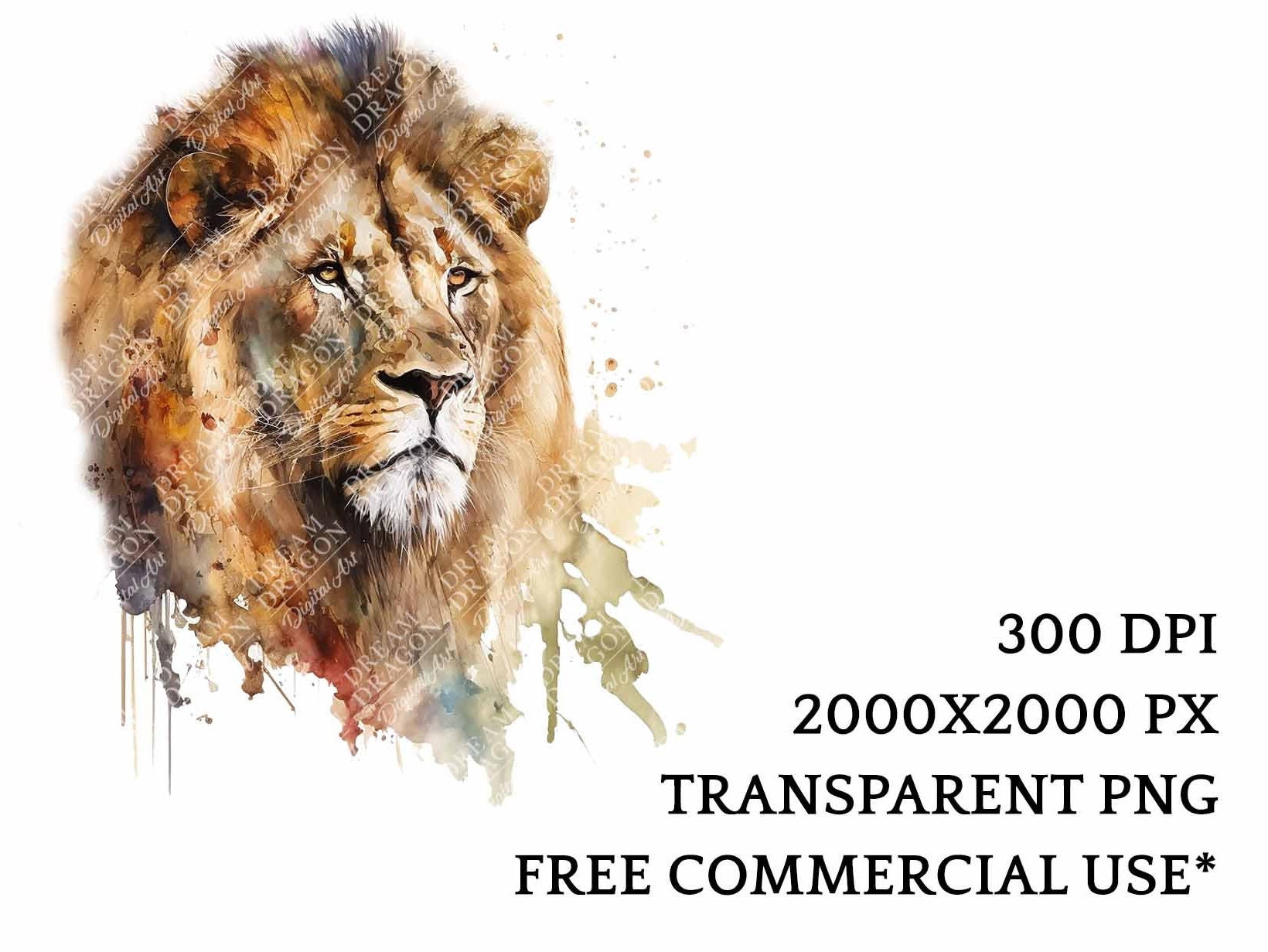 Lion Watercolor Clipart Png, Animal Clip Art Png, Digital Download ...
