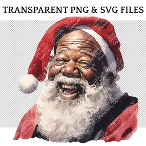 Black Santa Laughing, Illustration SVG File, Black Christmas Clipart ...