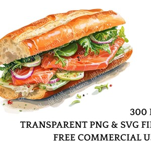 Sub Sandwiches Clipart SVG, Sandwich Clipart, Food Illustrations ...