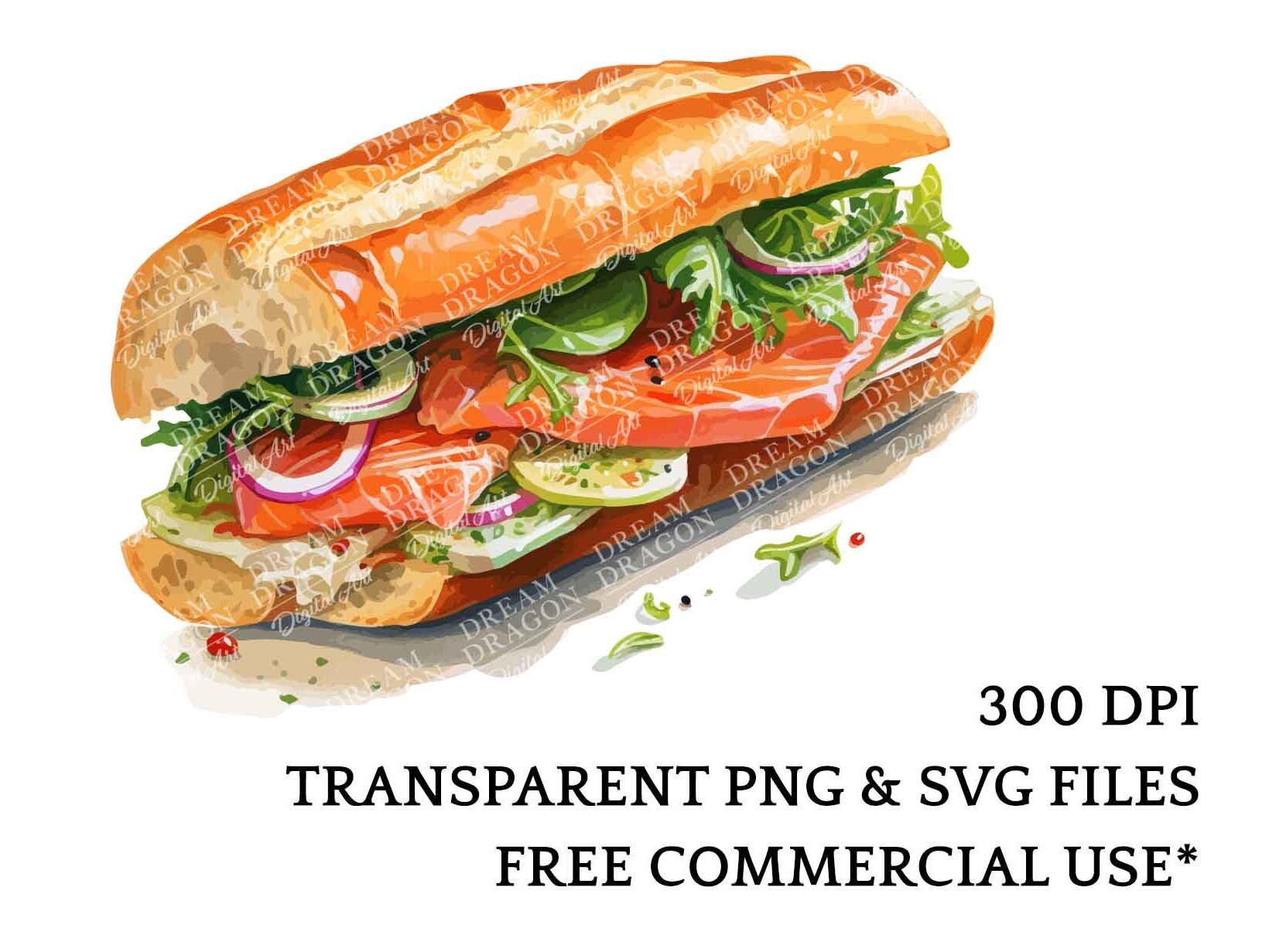 Sub Sandwiches Clipart SVG, Sandwich Clipart, Food Illustrations ...