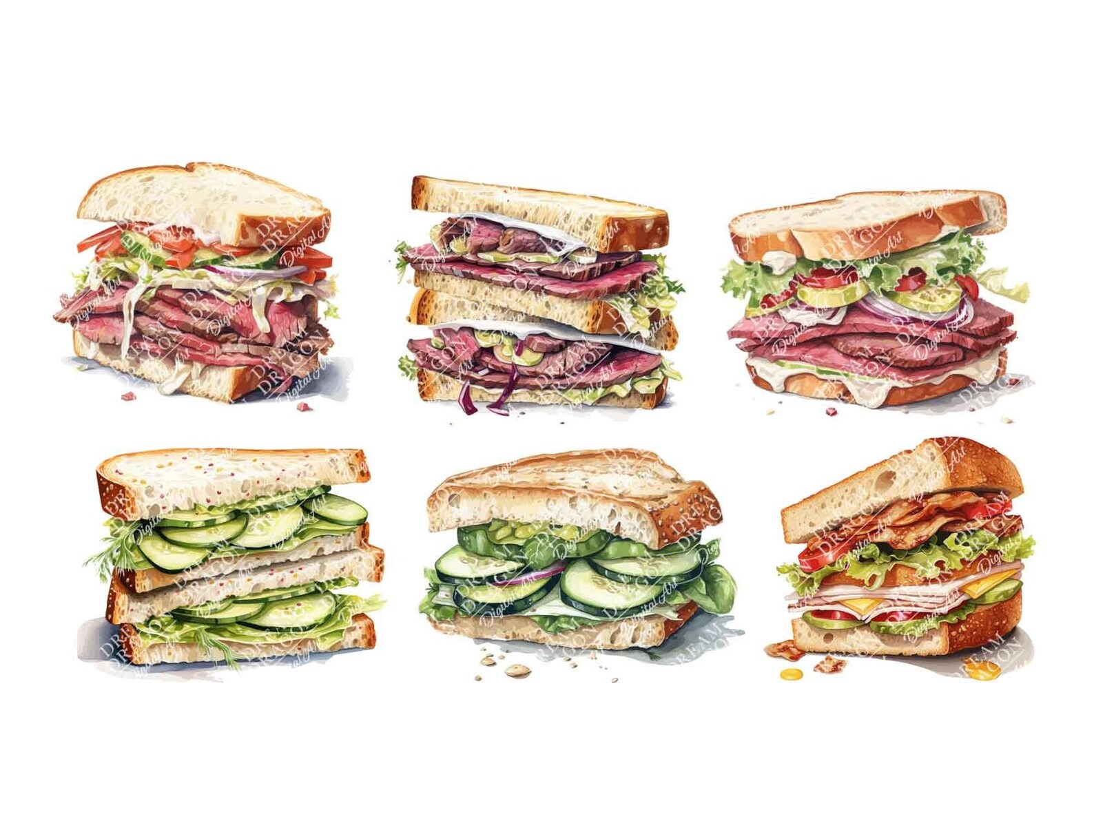 Sandwiches Clipart, Afternoon Tea Sandwiches, Clipart SVG, Food ...