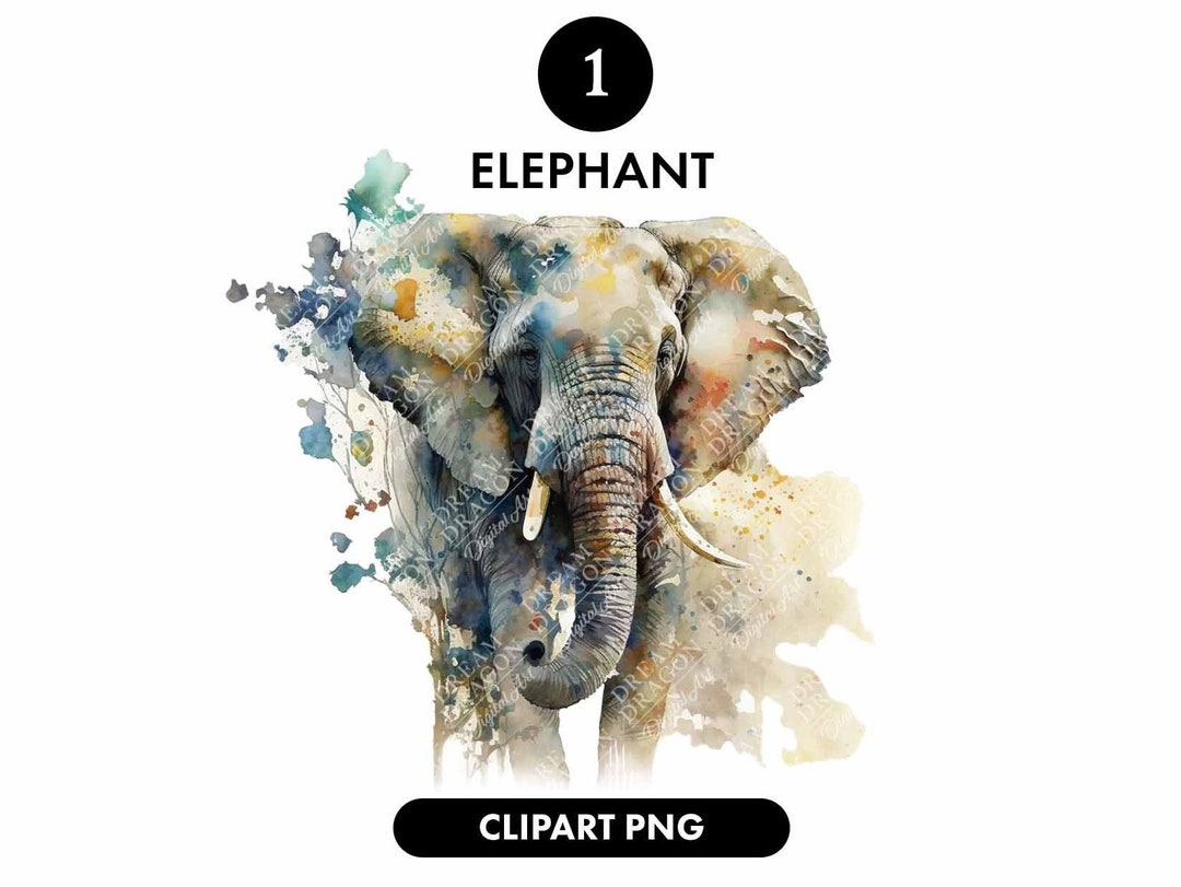Elephant Watercolor Clipart Png, Nursery Art, Safari Nursery Art ...