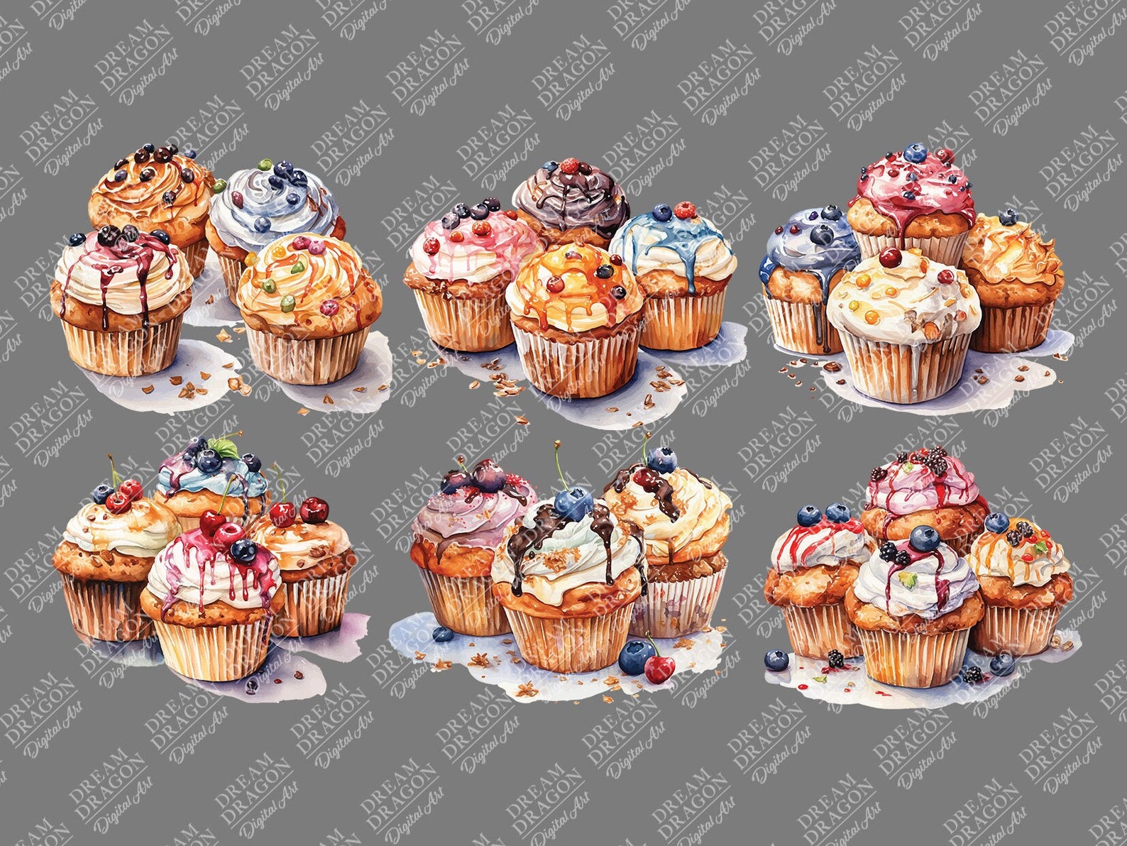 Muffins With Icing Clipart, Bakery Clipart, Dessert Clipart SVG, Food ...