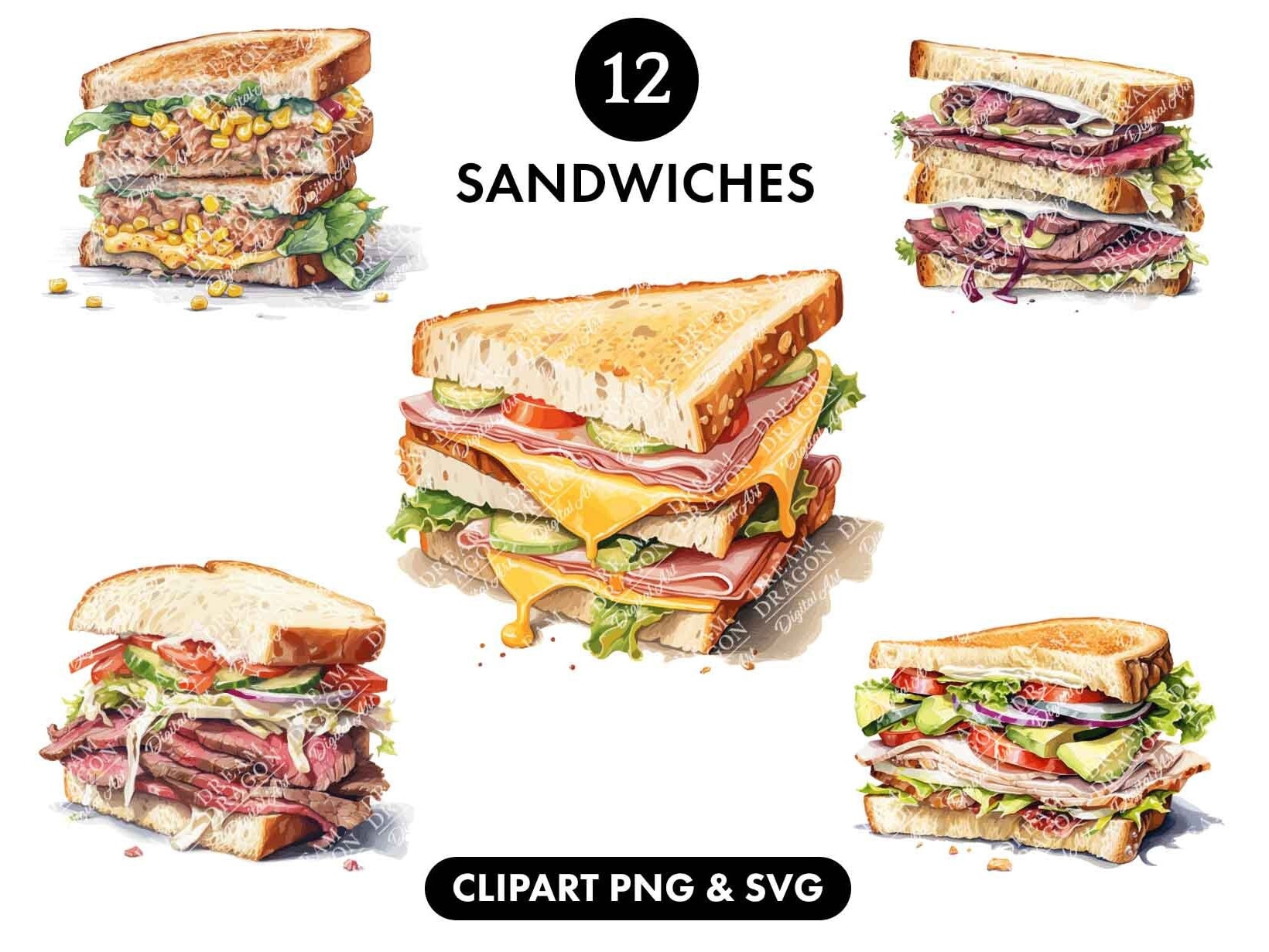 Sandwiches Clipart, Afternoon Tea Sandwiches, Clipart SVG, Food ...