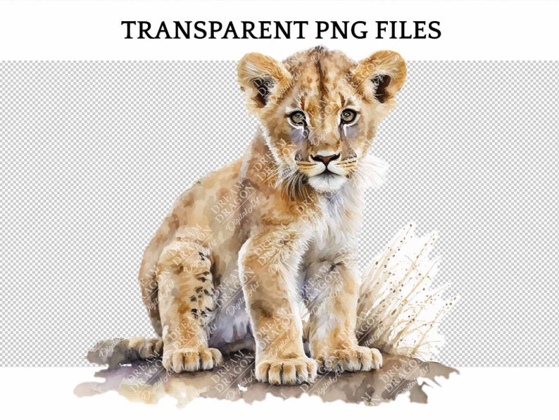 Cute Lion Cubs Watercolor Clipart Bundle, Png Files, Jungle Nursery ...