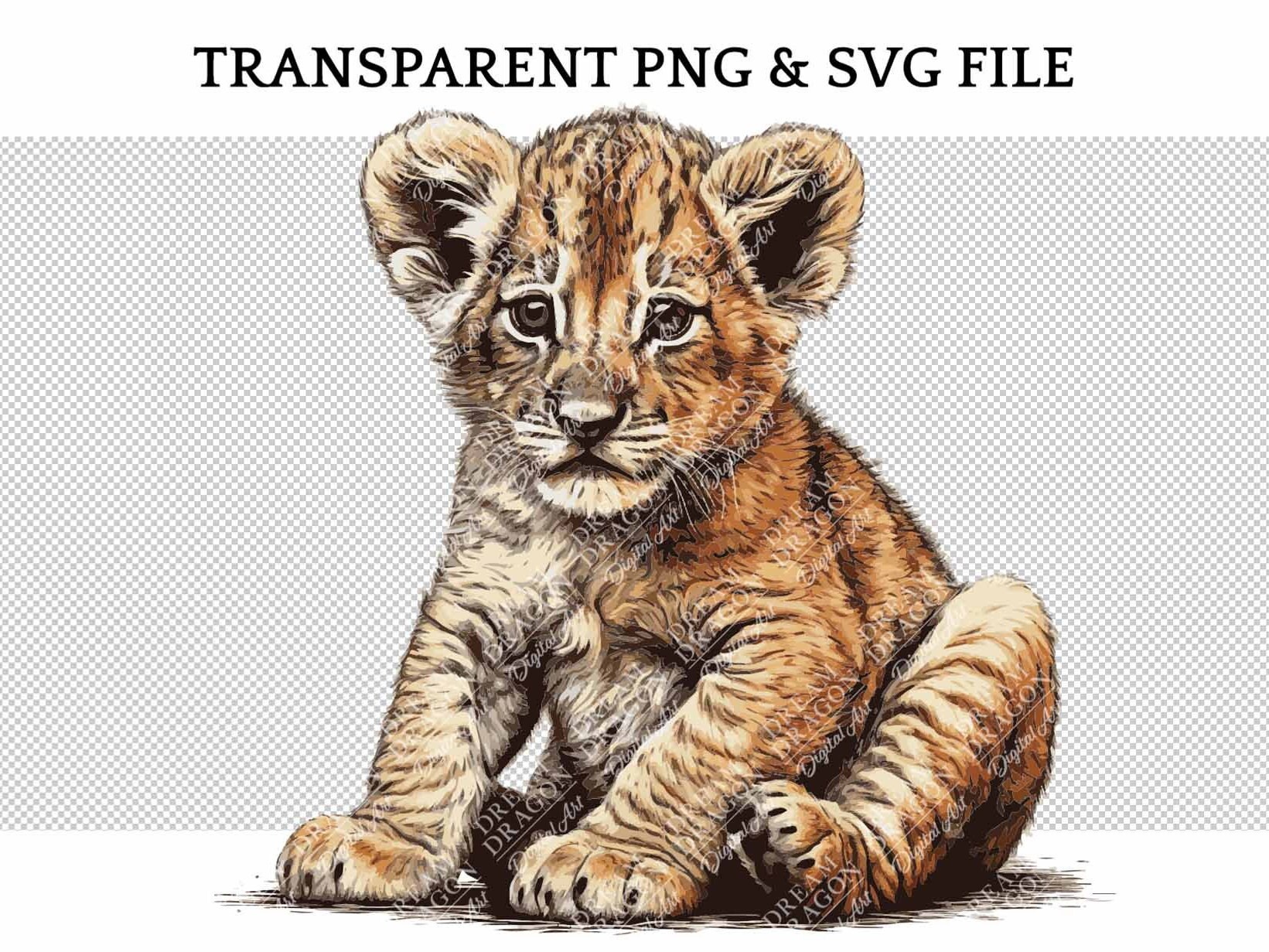 Adorable Lion Cub SVG File and Png File, Jungle Nursery, Digital ...