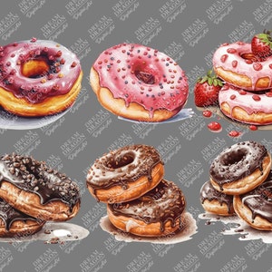 Donut Clipart Bundle, Dessert Clipart SVG, Food Illustration Clipart ...